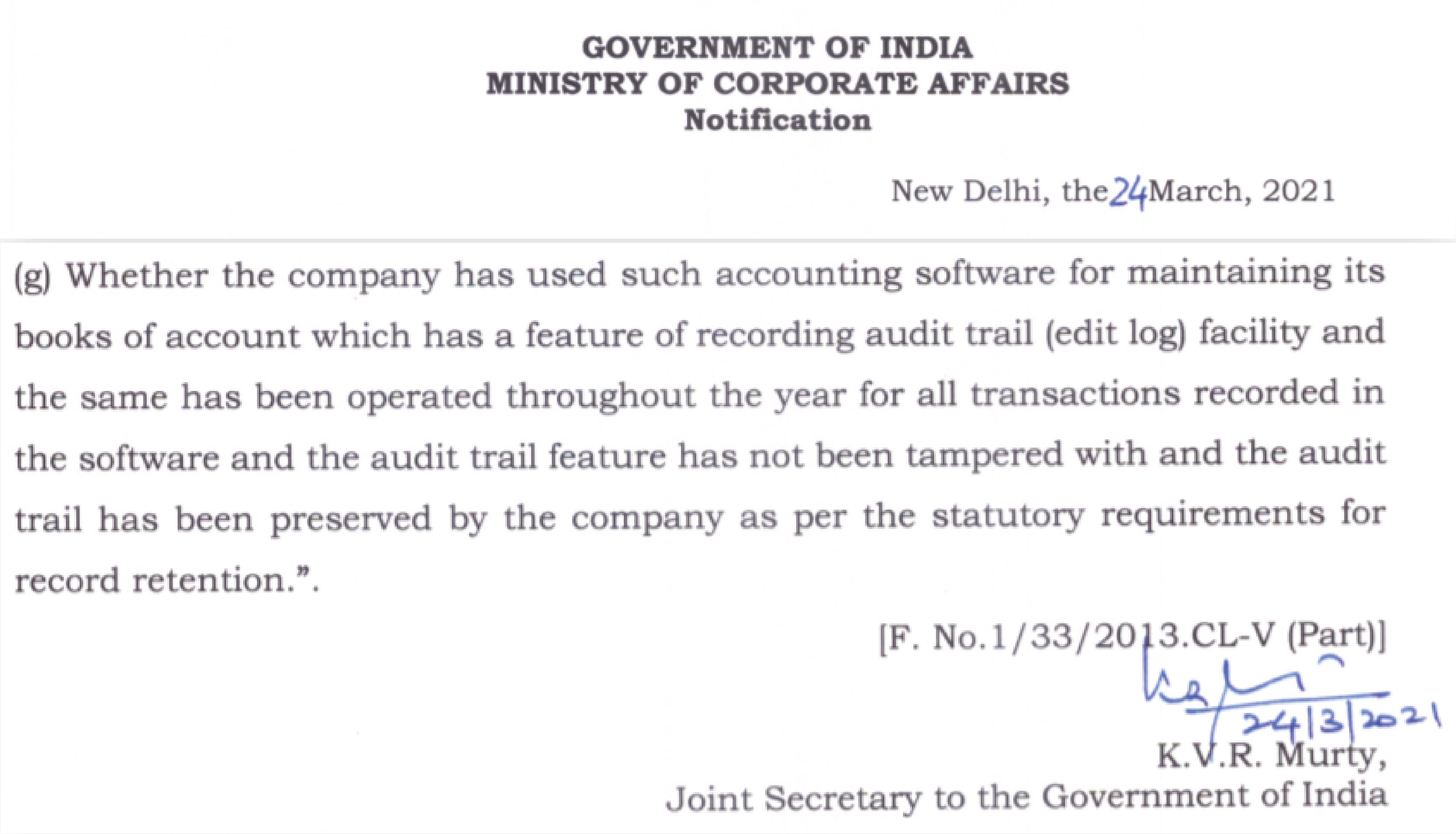 India MCA Audit Trail Notification Everything You Need To Know India MCA Audit Trail Notification Everything You Need To Know